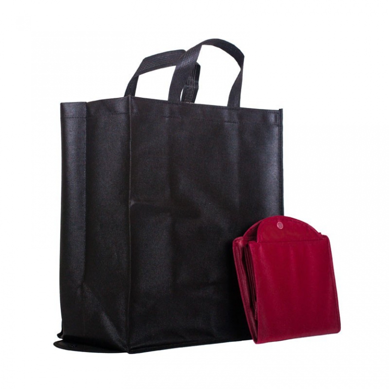 Bolsa no tejido cosida plegable con fuelle completo · Asa corta ...